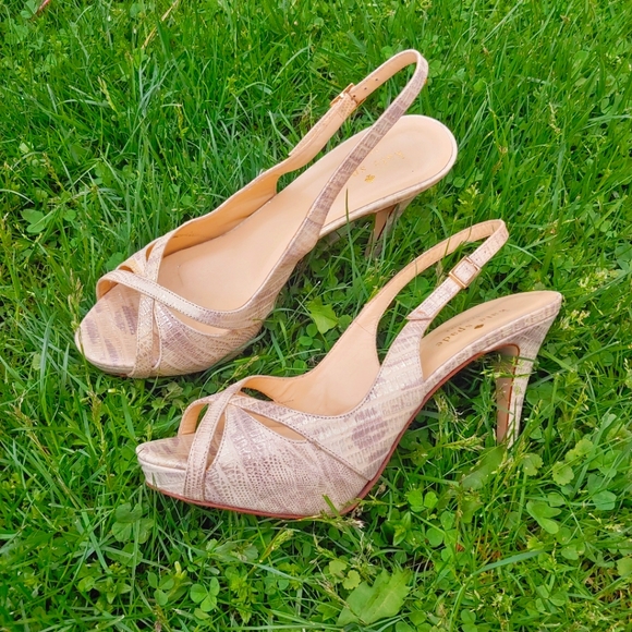 kate spade | Shoes | Kate Spade Metallic Ivory Snakeskin High Heel ...